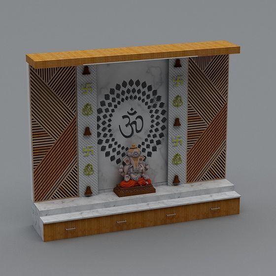 Elegant Indian Altar 3D model for Modern Design
