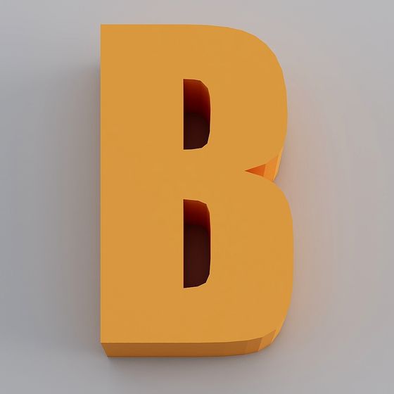 Vibrant Low-Poly Letter 'B' 3D Model - Glossy Orange Design