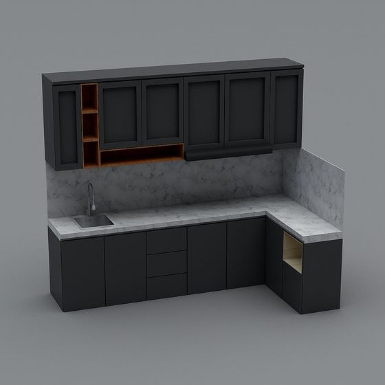 Sleek Modern Kitchen Cabinet 3D model