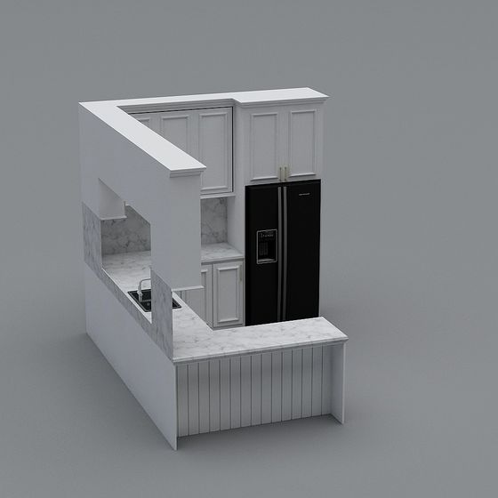 Elegant Low-Poly Kitchen 3D model for Modern Spaces