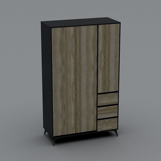 Stylish Low-Poly Wardrobe 3D model for Modern Spaces