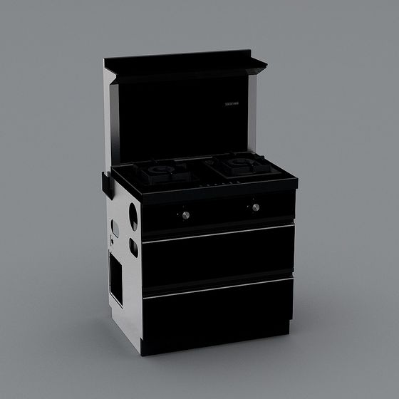 Sleek Low-Poly Gas Stove 3D model