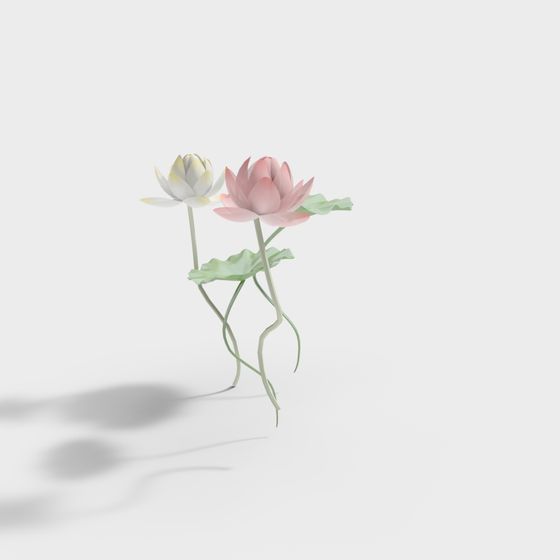 Water Lily 3D Model – Low Poly Lotus Design