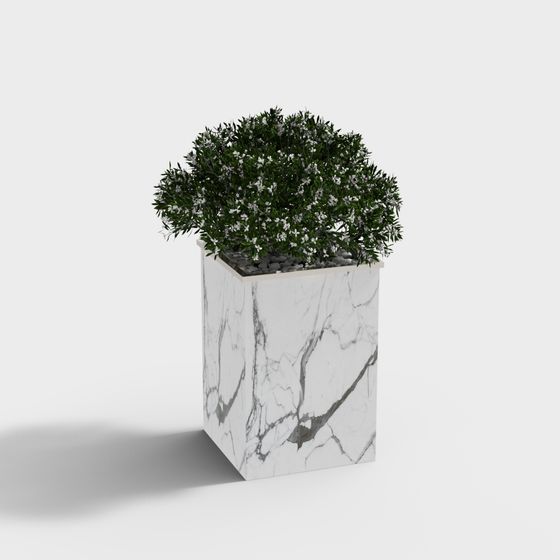 Low Poly Marble Planter 3D Model – Marble Texture Design