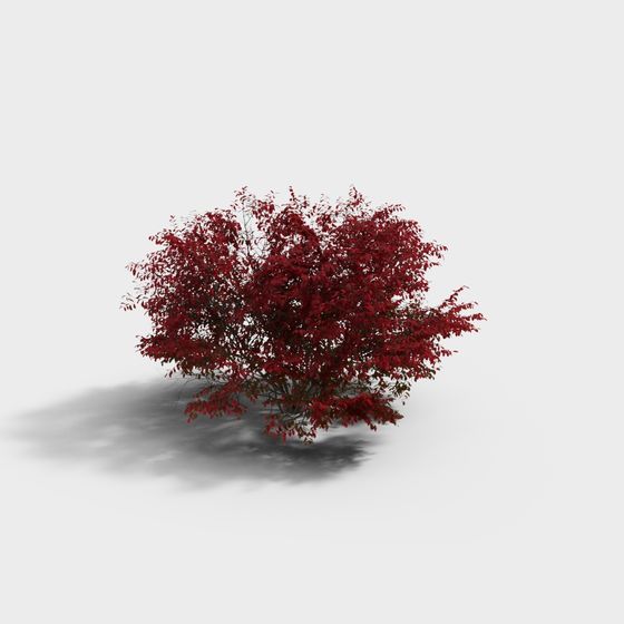 Vibrant Red Leaf Tree 3D Model – Low-Poly Nature Asset