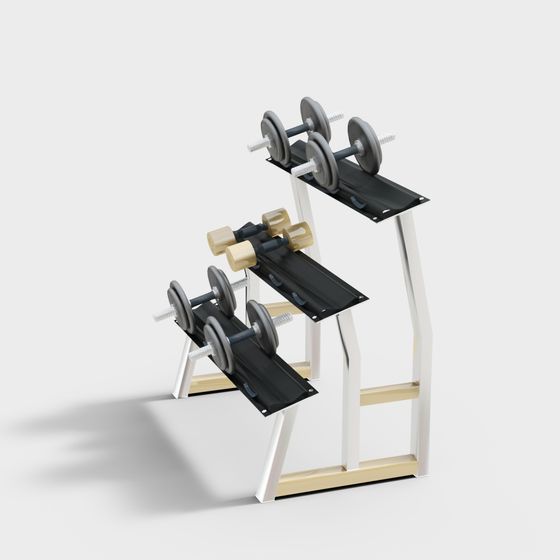 Modern Low-Polygon Dumbbell Rack 3D Model
