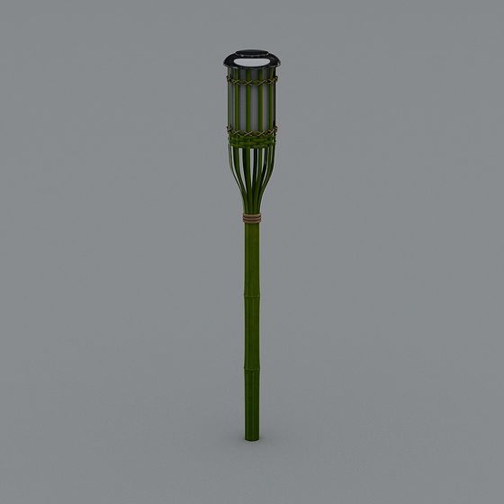 Low Poly Bamboo Torch 3D Model