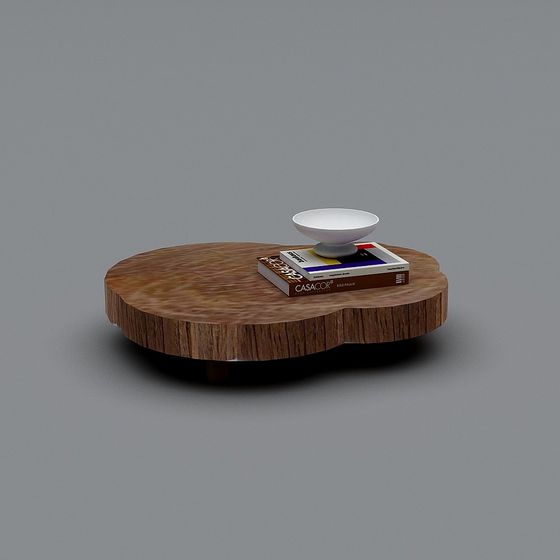 Stylish Low-Poly Coffee Table 3D Model – Deep Brown Wood