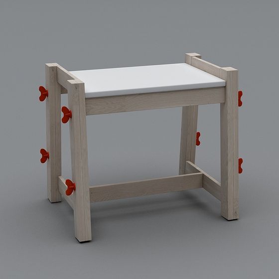 Minimalist Wooden Workbench 3D Model