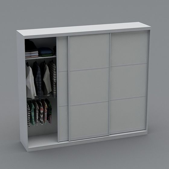 Sleek Sliding Wardrobe 3D model for Modern Interiors