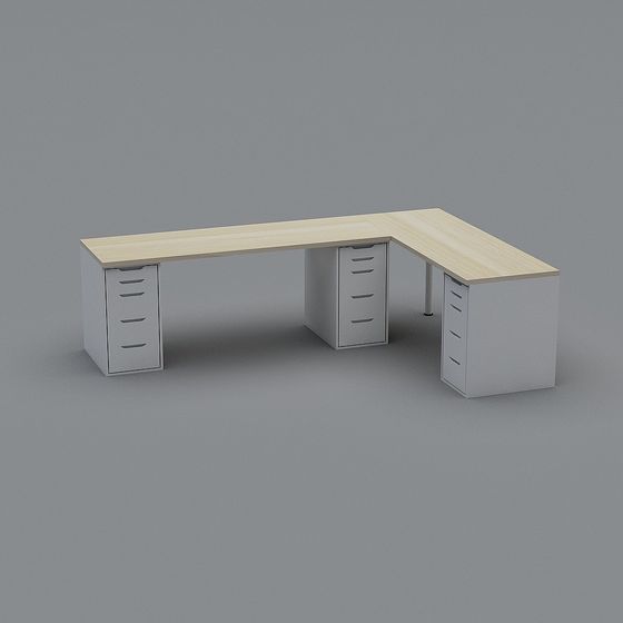L-Shaped Office Desk 3D Model