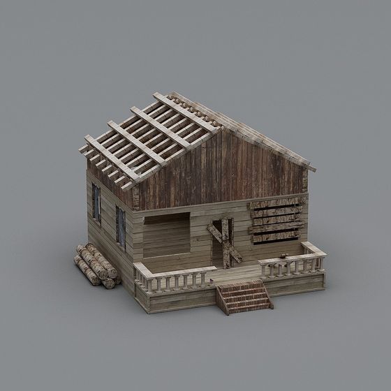 Low Poly Detailed Rustic Cabin 3D model