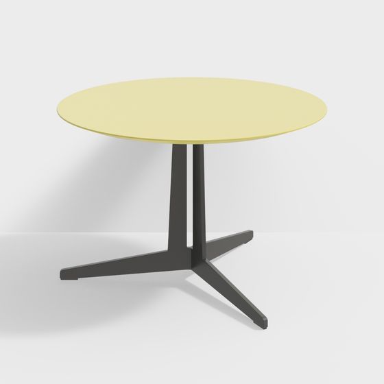 Low Poly Round Table 3D Model – Modern Yellow Table