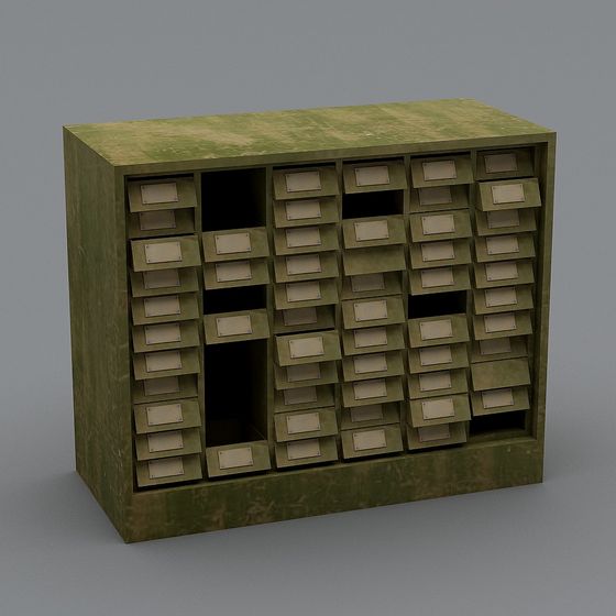 Vintage Green Filing Cabinet 3D model