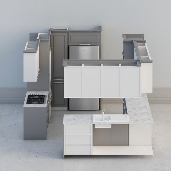 Stylish Low-Poly Kitchen Design 3D model