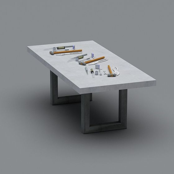 Minimalist Concrete Workbench 3D Model – Industrial Design