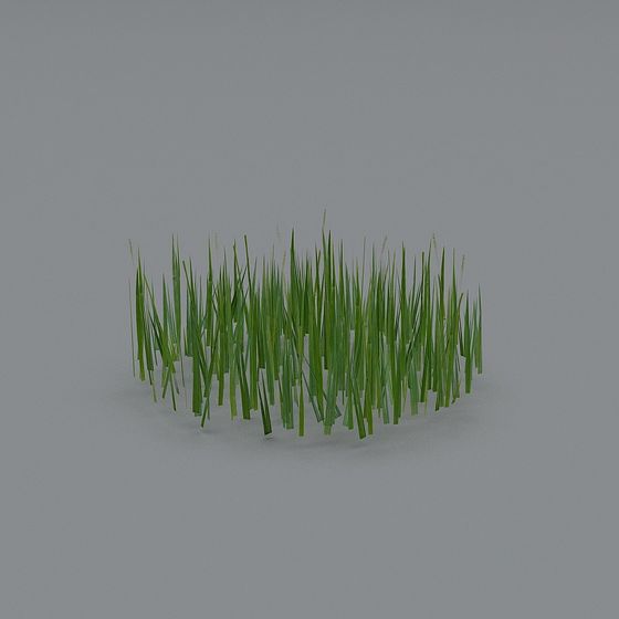Lively Low-Poly Grass Clump 3D Model – Green Natural Foliage