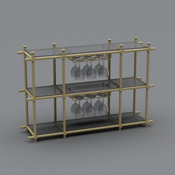 Unique Low Poly Style Bar Glass Rack 3D model
