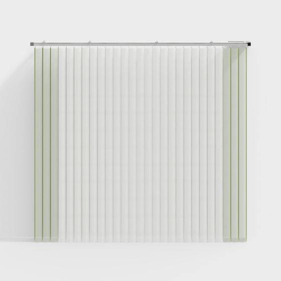 Minimalist Vertical Blinds 3D Model – Metal and Wood Texture