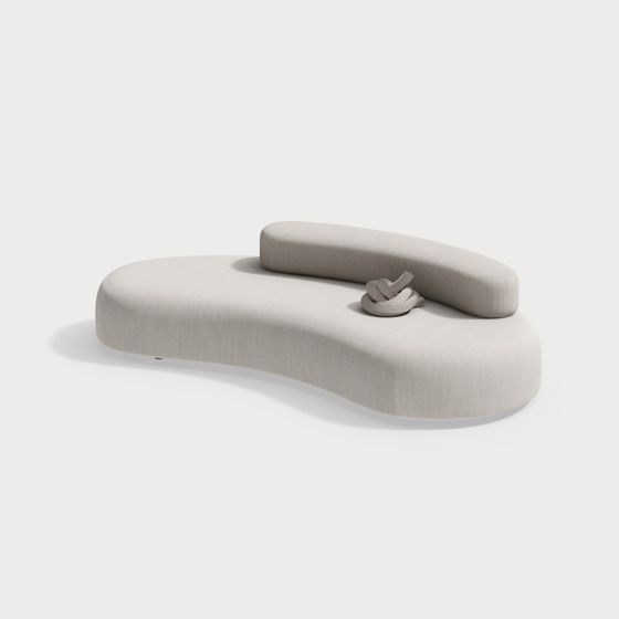 Beige Irregular Sofa 3D Model – Living Room Free