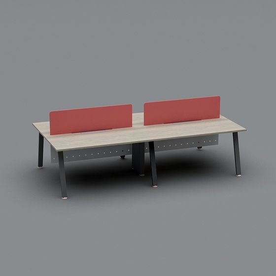 Modern Low-Poly Double Work Desk 3D model