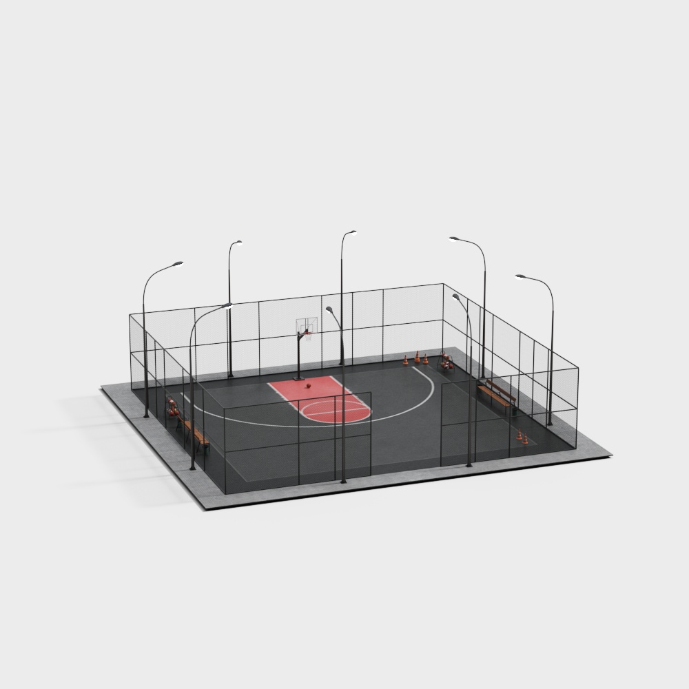 3D Basketball Court Max Model – Lifelike Sports Arena Design
