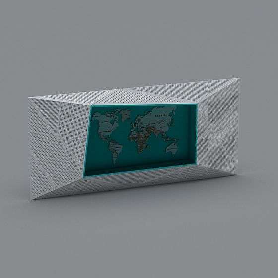 World Map Display Case 3D model