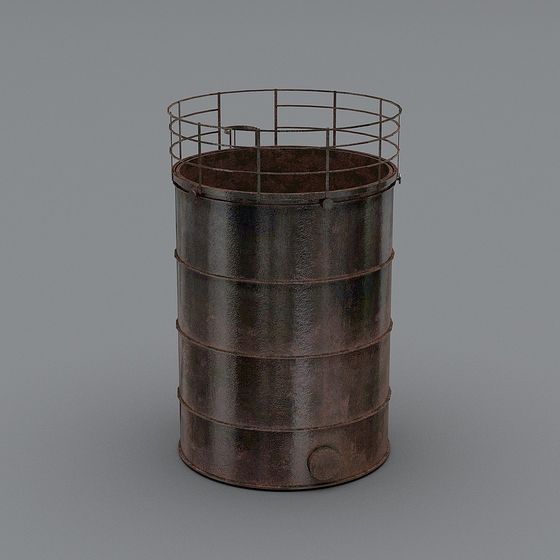 Rusty Drum 3D Model – Vintage Industrial Metal
