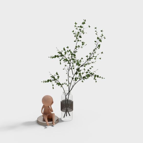 Resting Figure with Greenery 3D model