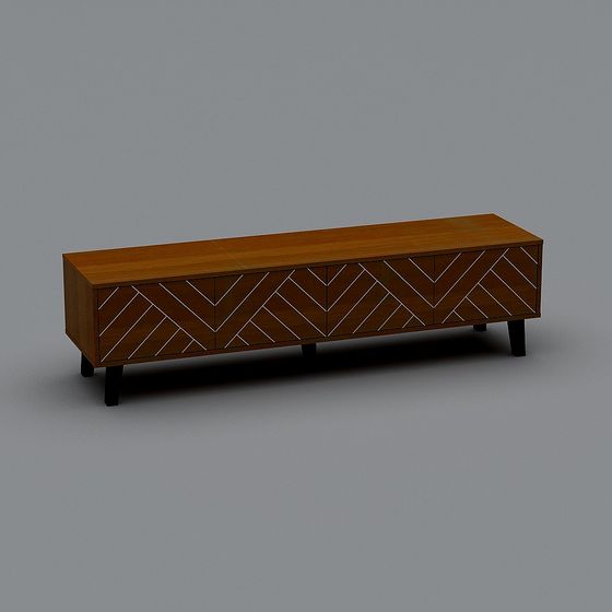 Elegant Low-Poly TV Stand – Geometric Wood Design
