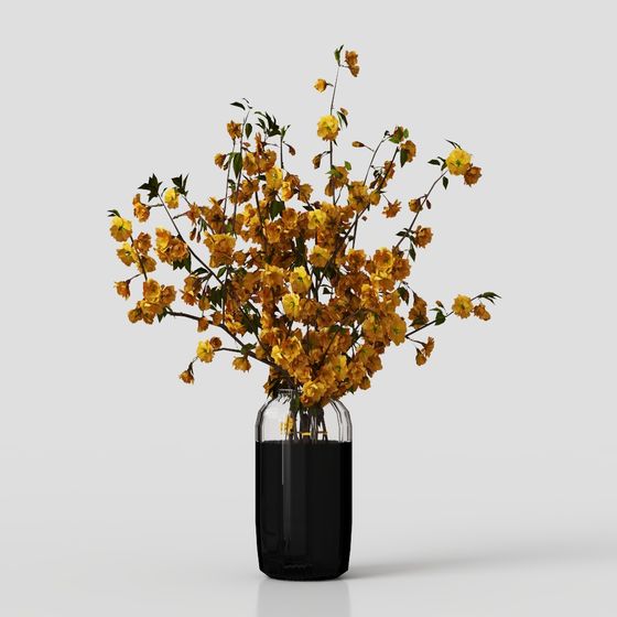 Spring Blossom Vase 3D Model – Low-Poly Floral Design