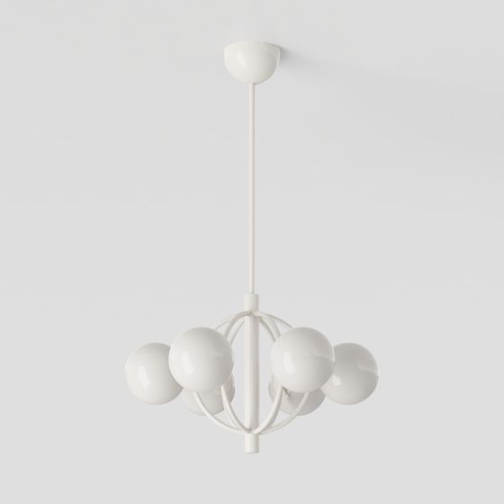 Elegant Low-Poly Pendant Light 3D Model – Glossy White Design