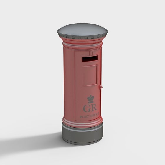 Classic British Red Post Box 3D Model – Low-Poly Street Icon