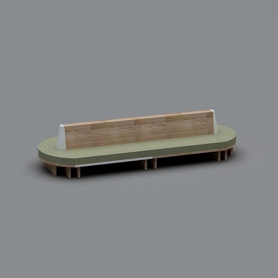 Elegant Oval Reception Desk 3D model