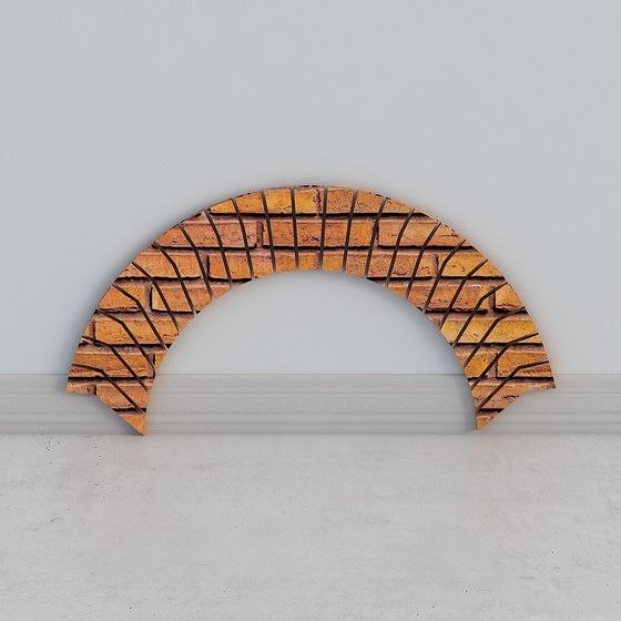 Semi-Circular Brick Wall 3D model for Modern Spaces