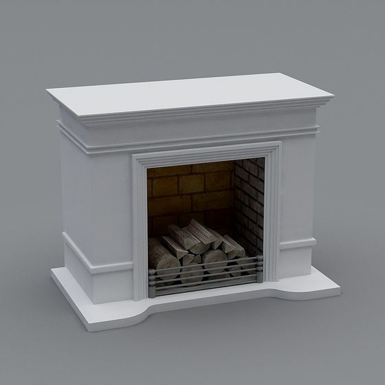 Low Poly Elegant Fireplace 3D model