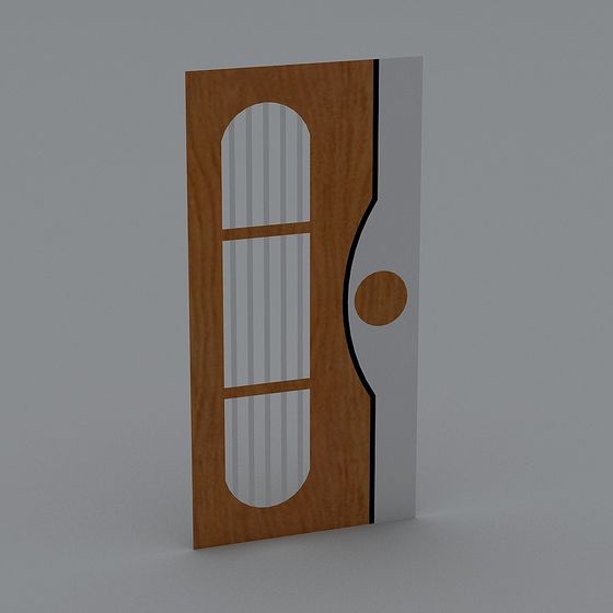 Unique Low-Poly Door 3D Model – Wood and Glass Design