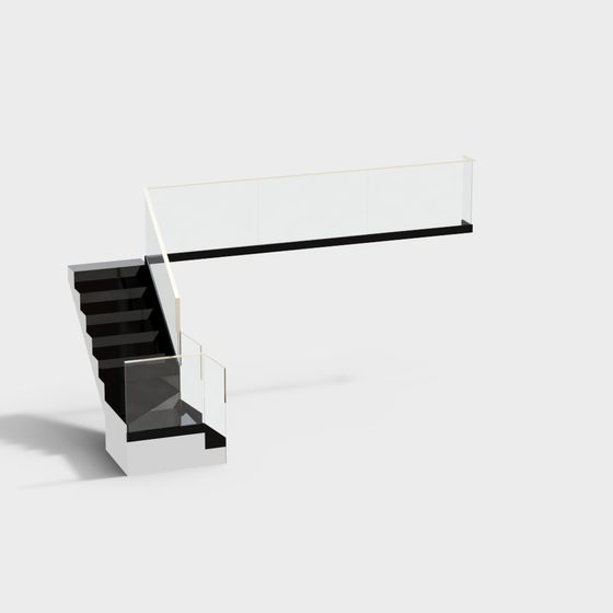 Elegant Black & White Staircase 3D Model – Low-Poly Design