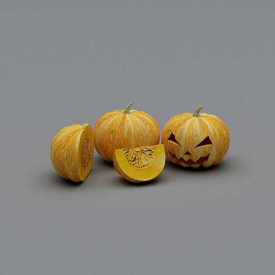 Realistic Low-Poly Halloween Pumpkin 3D Model