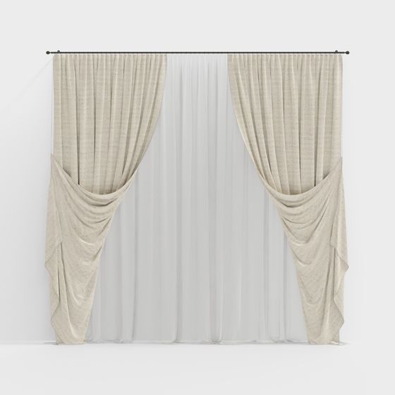 Realistic Curtain 3D model for Interior Design