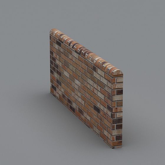Urban Wall 3D Model – Realistic Brown Brick Texture