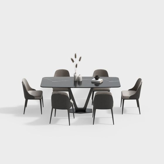 Urban Dining Table and Chairs Set 3D model for Modern Spaces