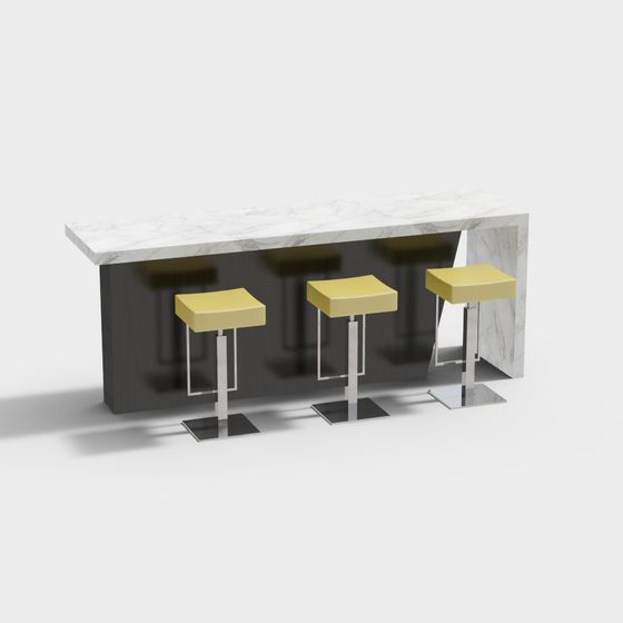 Chic Low-Poly Bar Counter 3D model