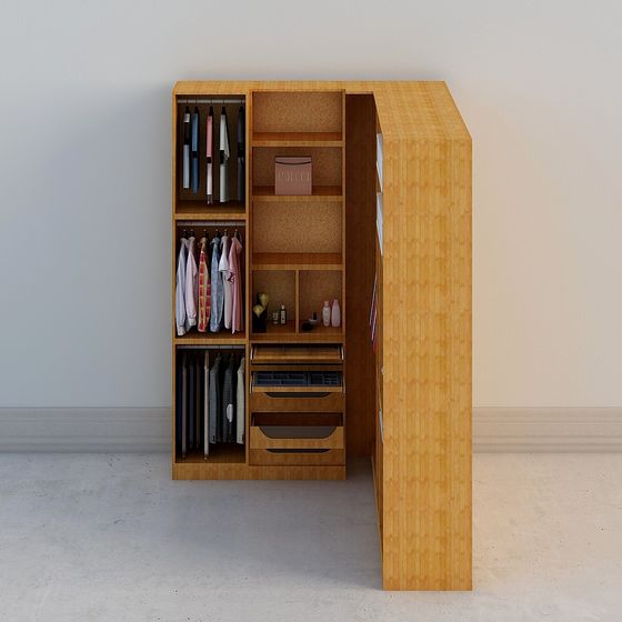 Urban Closet 3D Model – Minimalist Wood Wardrobe