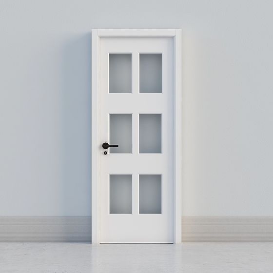 Modern Minimalist Glass Window White Door 3D model