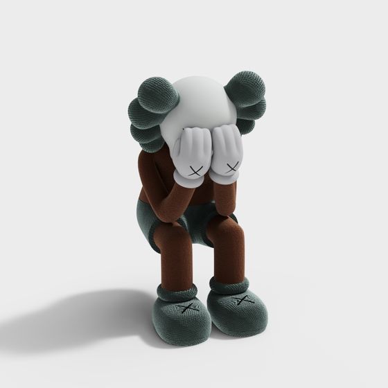 Sad KAWS 3D Model – Low-Poly Knit Texture