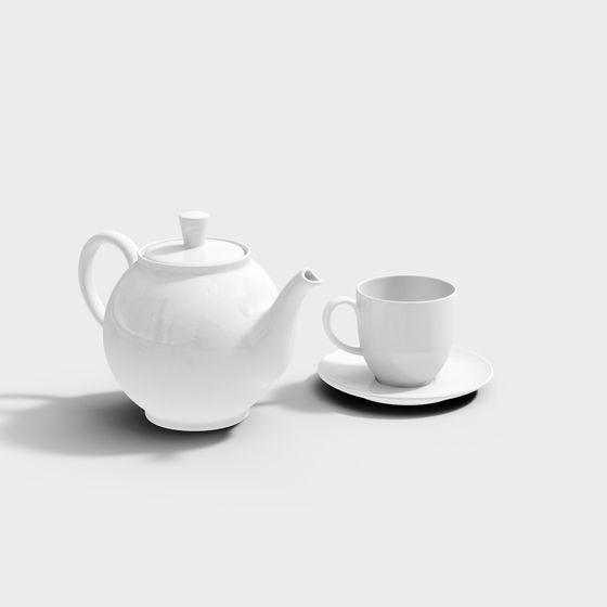Minimalist Tea Set 3D model for Modern Design
