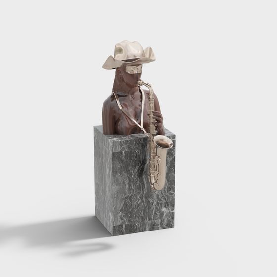 Saxophone Player Low Poly Sculpture 3D model