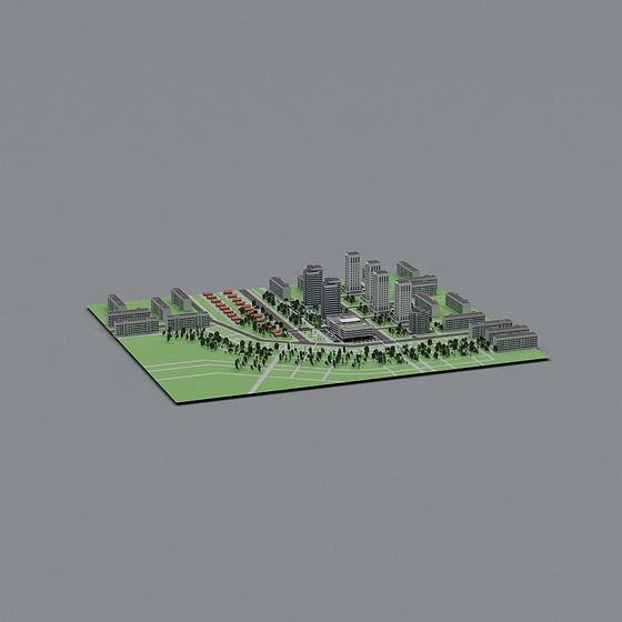 Urban Oasis Low-Poly 3D Model