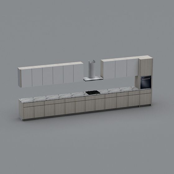 Stylish Minimalist Kitchen Cabinet 3D model